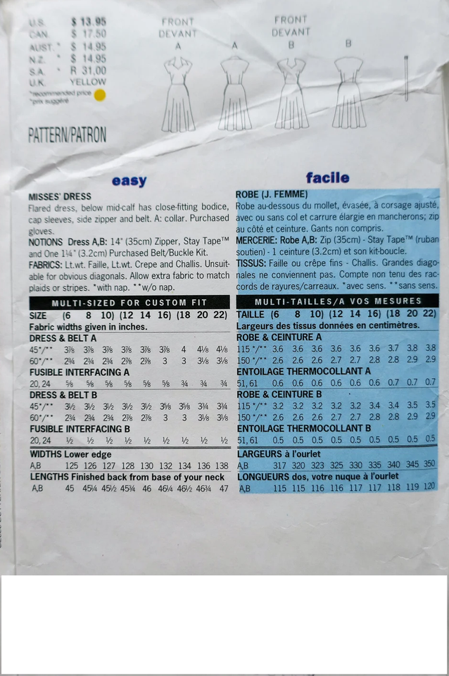 6522 PATRON RETRO BUTTERICK REEDITION PATRON ROBE FLUIDE CHIC 1950 40 ...