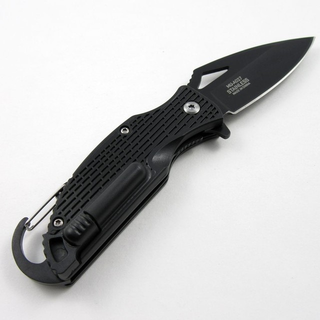 Master Assist Pocket Knife Built in Fire Starter Kit Survival Carabiner ...