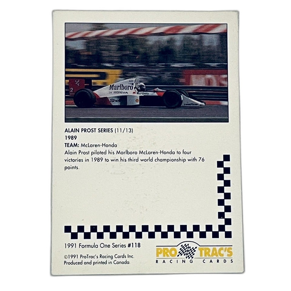 1991 ProTrac's Formula One #118 Alain Prost Racing Card | eBay