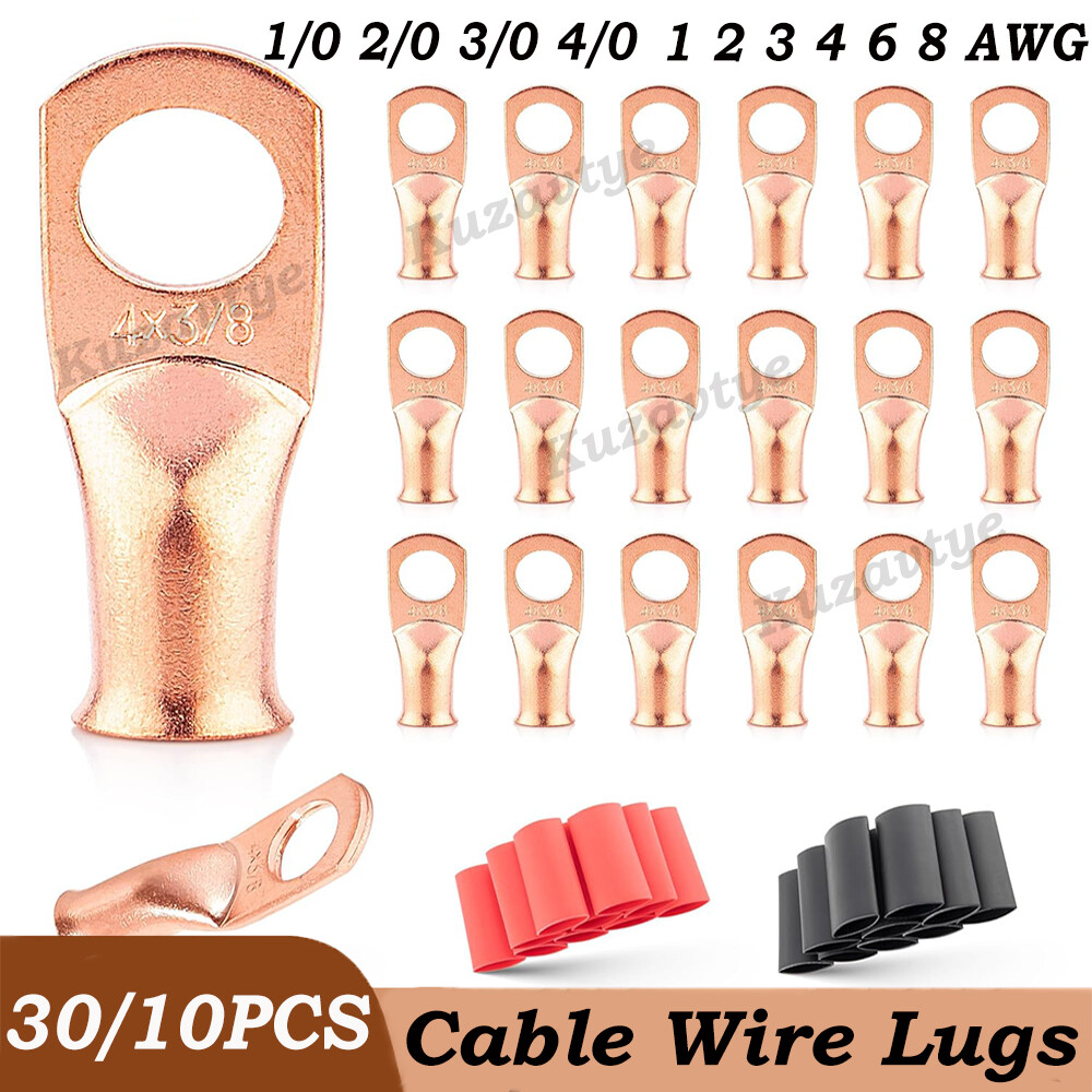 4 AWG Terminal Ring Terminal Connectors 10-Pack 8-Gauge Copper - With ...