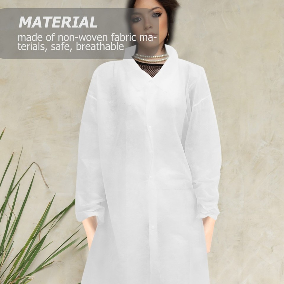 10Pcs Disposable Laboratory Coat Long Sleeve Coat for Adults | eBay UK