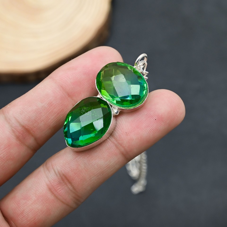 Bi-Color Tourmaline Gemstone 925 Sterling Silver Jewelry Necklace 18 ...