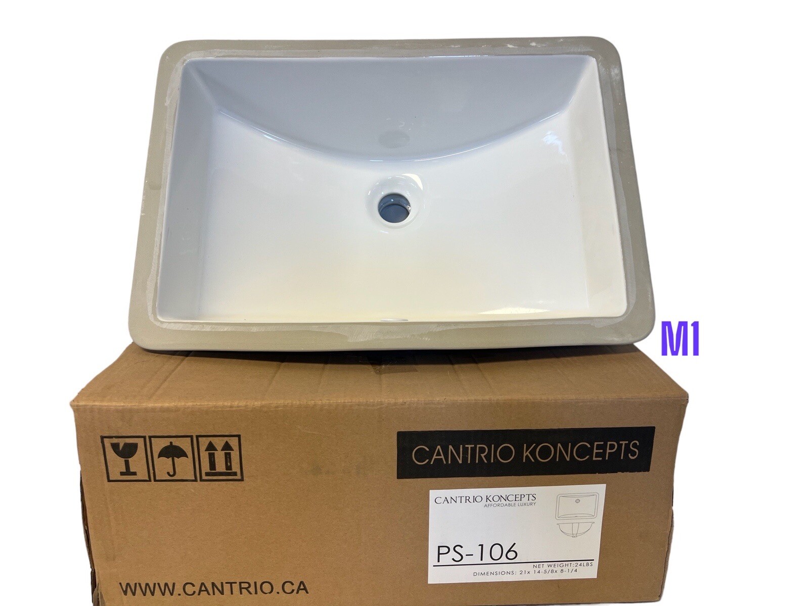 Cantrio Koncepts PS-106 21”x15” White Rectangle Vitreous China Under mount Sink | eBay