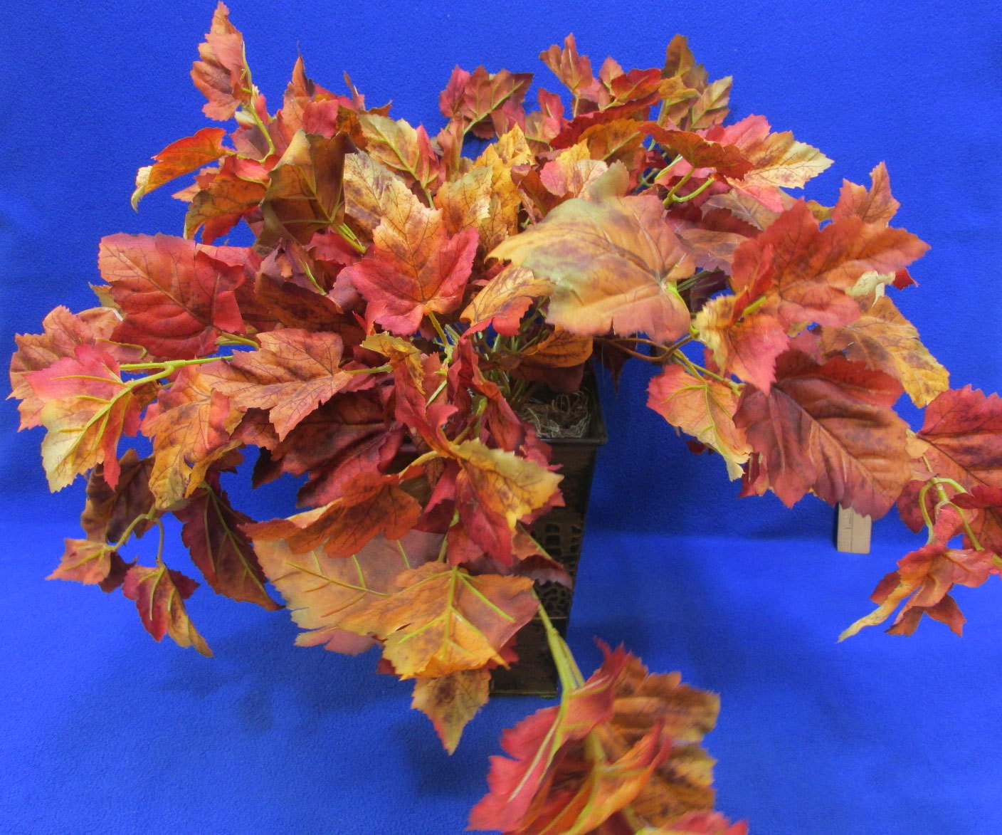 Artificial Fall Autumn Maple Leaf Arrangement Metal Vase Rust Red ...