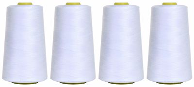WHITE SEWING THREAD 120s SPUN POLYESTER, OVERLOCKING, 5000 YARDS, X4 CONES | eBay UK