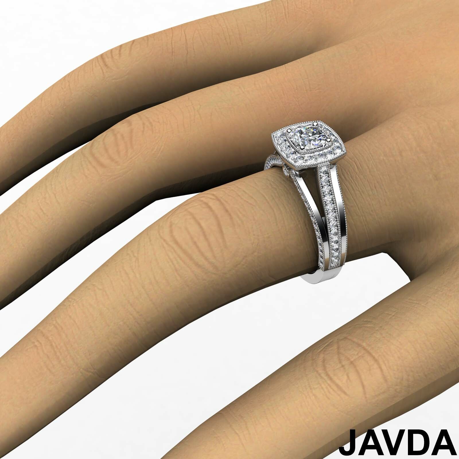 Split Shank Milgrain Halo Bezel Cushion Diamond Engagement Ring GIA G VS2 1.4Ctw | eBay