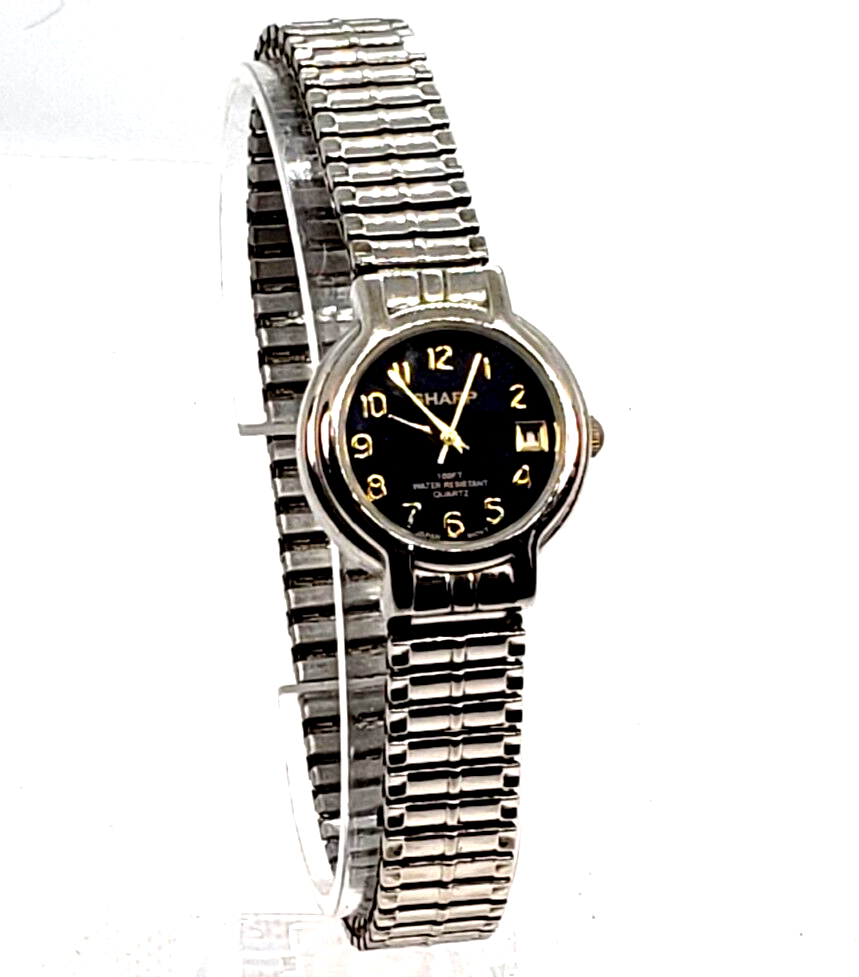 Sharp Quartz Analog Watch SHP116 Stretch Silver Band and Date #277 | eBay