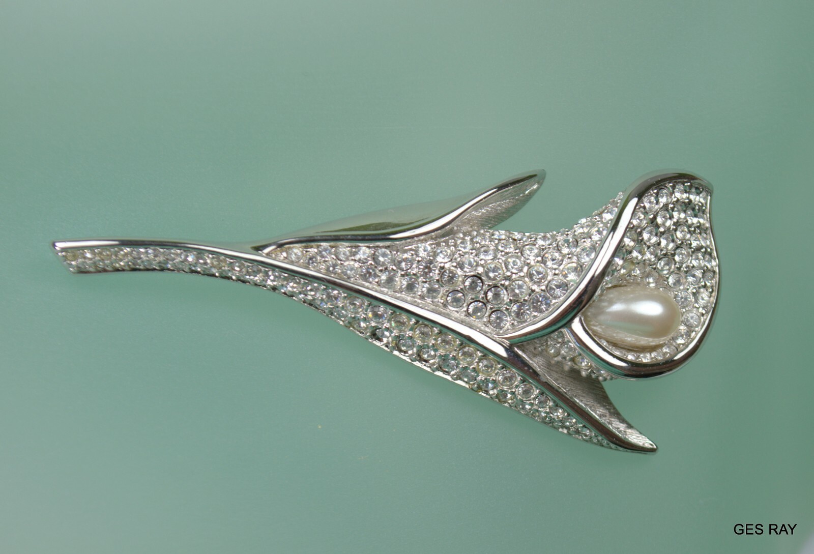 Swarovski Calla Lily Brooch Pin Pave' Crystal Rhodium Brooch Swarovski ...