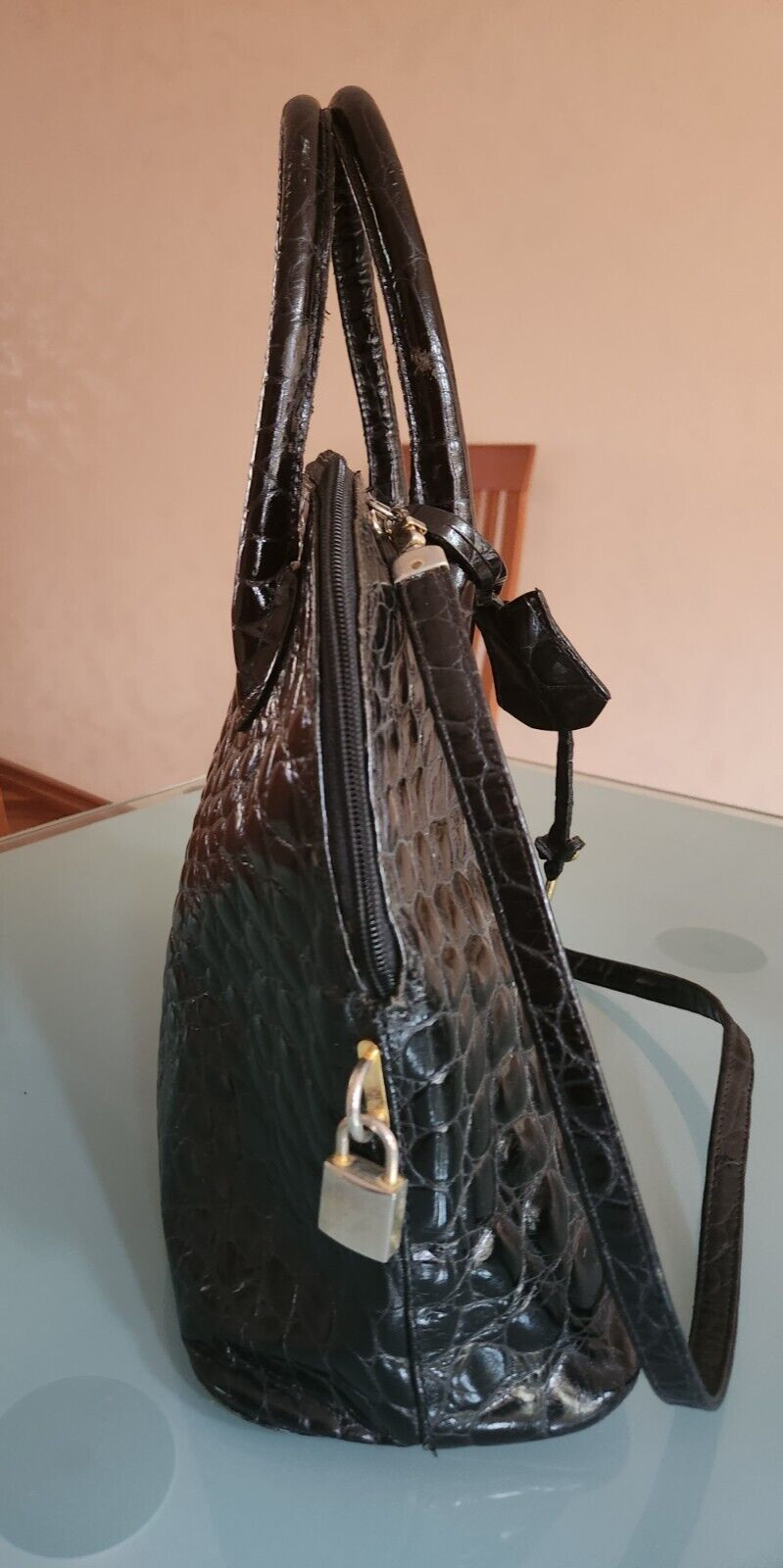 Enzo Moreno Italian Patent Leather Embossed DOME Hand… - Gem