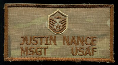 USAF 1st Sgt Msgt Nance Camo Nametag Patch KP-12 | eBay