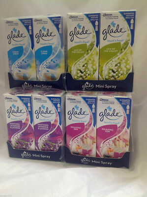 12 X GLADE TOUCH N FRESH REFILLS 10ML EACH VARIOUS SCENTS MINI SPRAYS ...