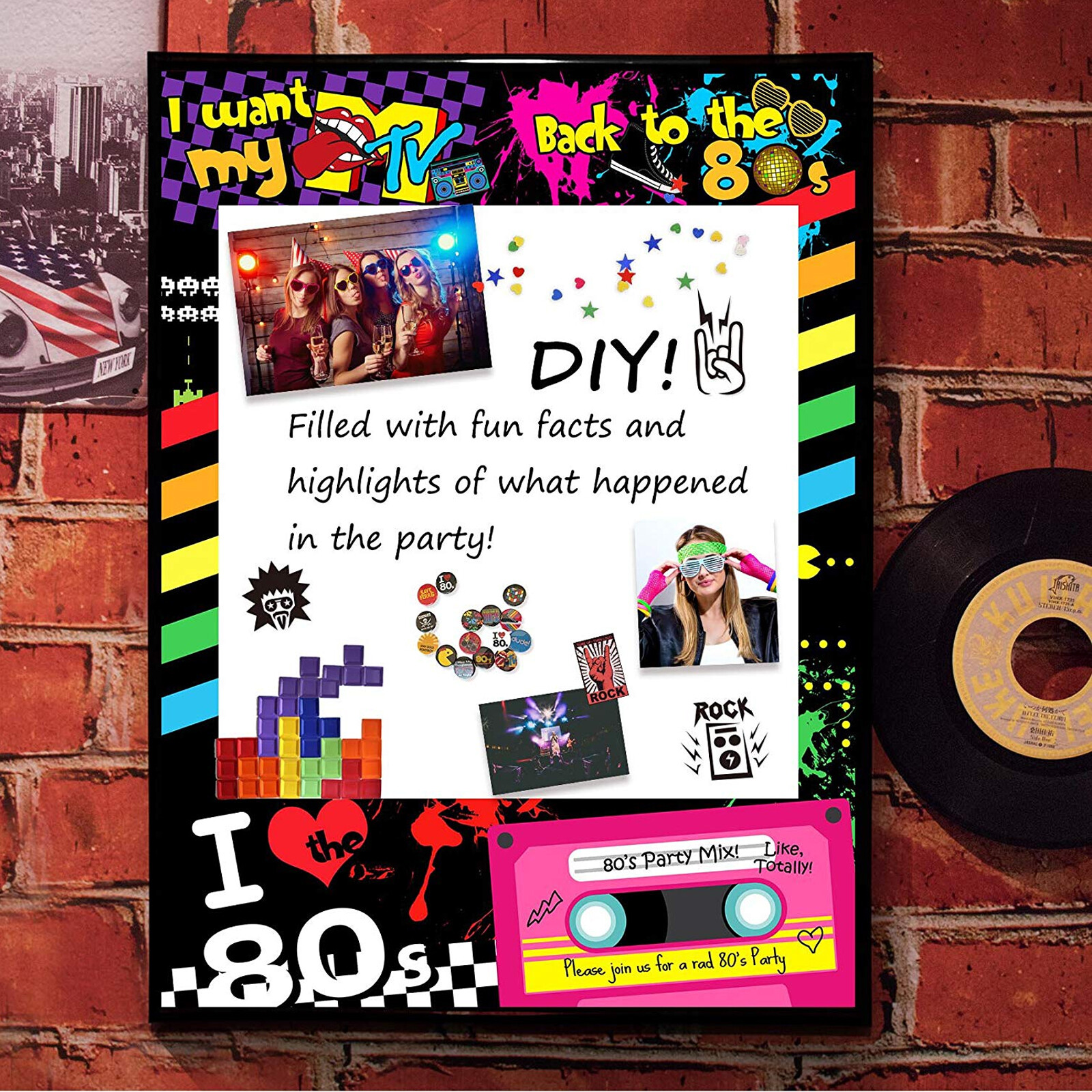 I love 80s Photo Booth Frame Photobooth Props Retro Music Dance Party ...