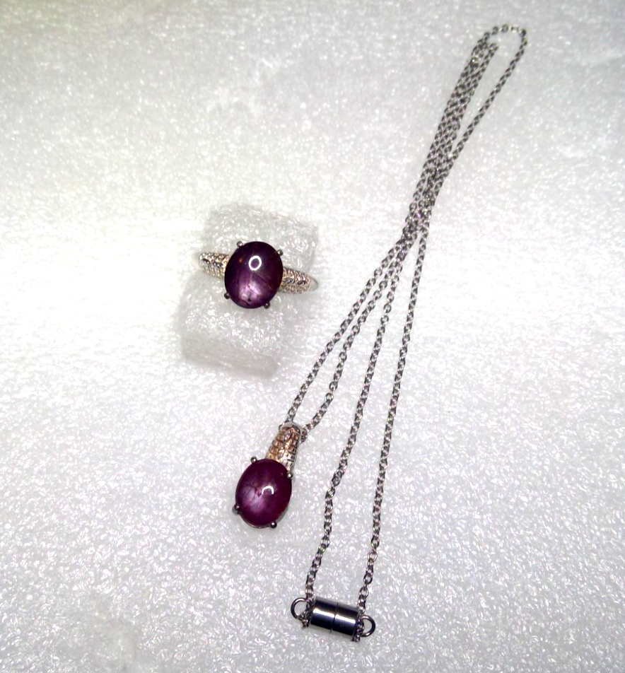 Star Ruby Necklace and Ring in Sterling Silver Set | eBay