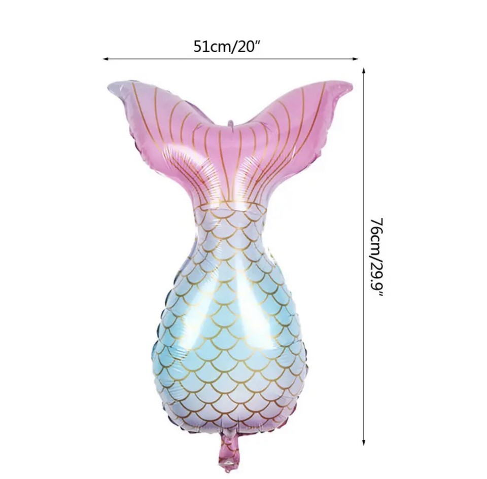 Mermaid Tail Sea Shell Foil Magic Metallic Display Balloons Birthday ...