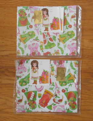 Vintage Wrapping Paper Christmas 4 Sheets 4 Dolls Victoria Paper dolls ...