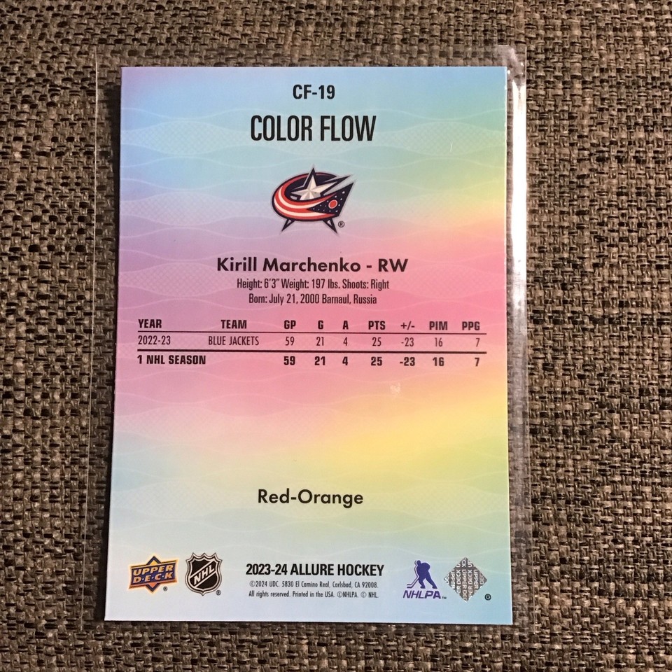 2023-24 UD Allure Color Flow Red-Orange Kirill Marchenko | eBay