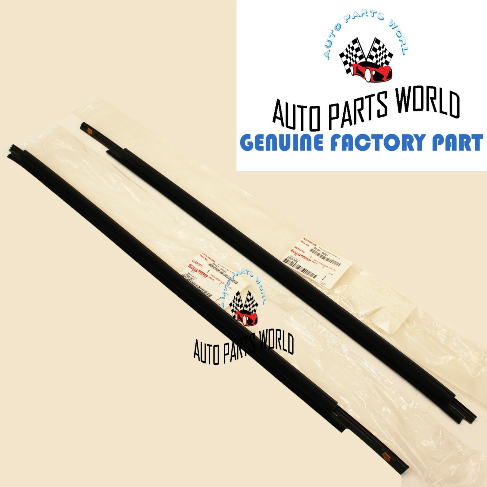 GENUINE TOYOTA 08-22 SEQUOIA LEFT & RIGHT REAR DOOR GLASS WEATHERSTRIP ...