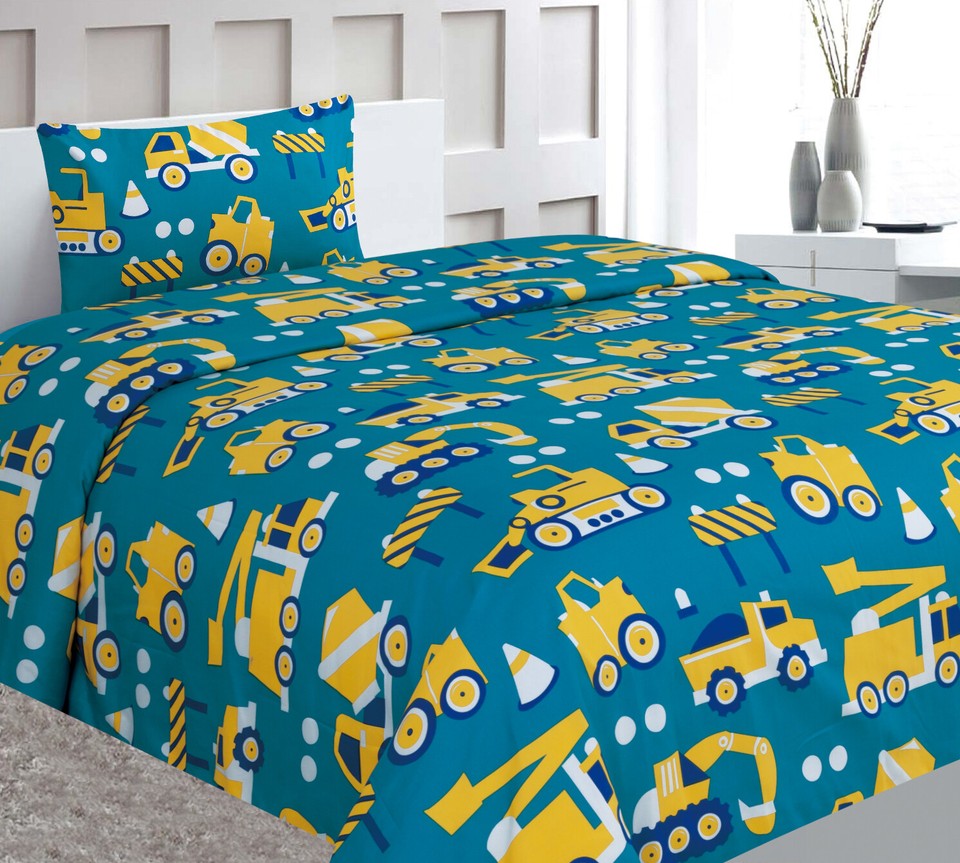 KIDS BED SHEET SET TWIN PRINTED DESIGN MICROFIBER FLAT FITTED SHEET ...