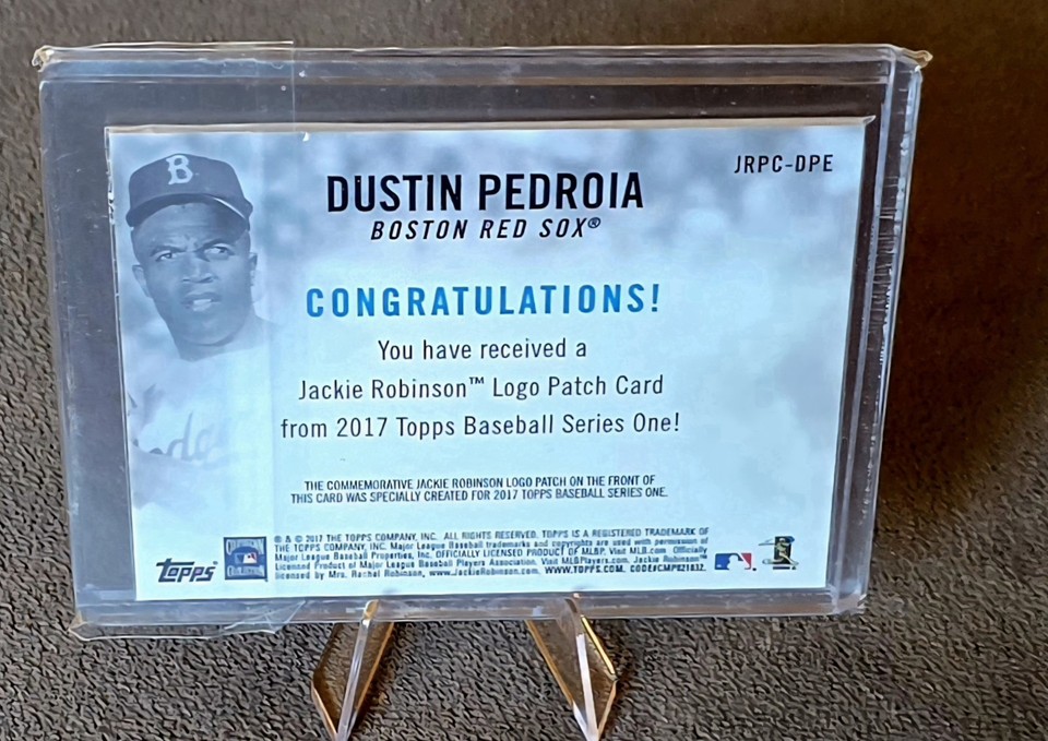 2017 Topps Baseball Dustin Pedroia JRPC-DPE Jackie Robinson Logo Patch ...