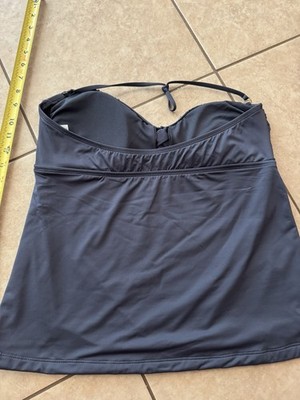 Wassio Swimsuit Tankini Women Size L Charcoal Gray Halter Padded | eBay