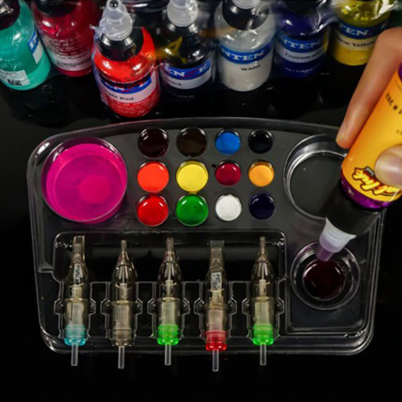 12PCS/Set Disposable Tattoo Ink Tray Plastic Pallet Holder Container ...