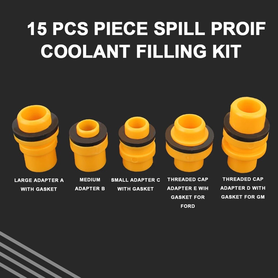 Spill Proof Radiator Coolant Filling Funnel Kit 15-pcs Cooling System ...