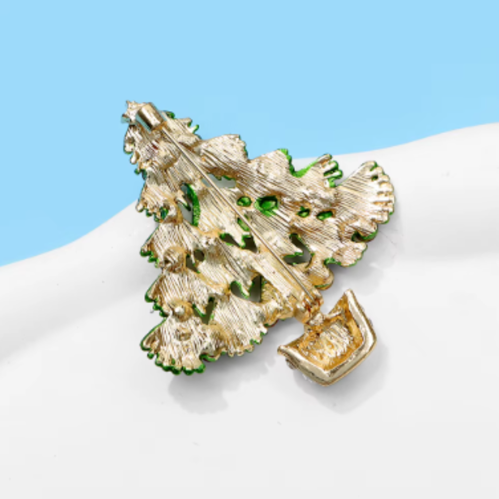 Vibrant Winter Tree Enamel Brooch Alloy Rhinestone Mosaic Badge Pin ...
