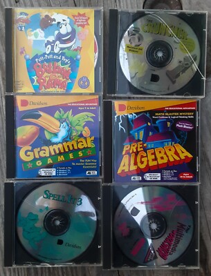 6x Vintage Mac/ Win CD-ROM Davidson Educational Games Algebra Spell ...