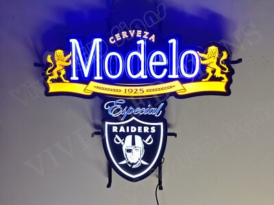 Modelo Cerveza Las Vegas Raiders 32"x24" Vivid LED Neon Sign Lamp With ...