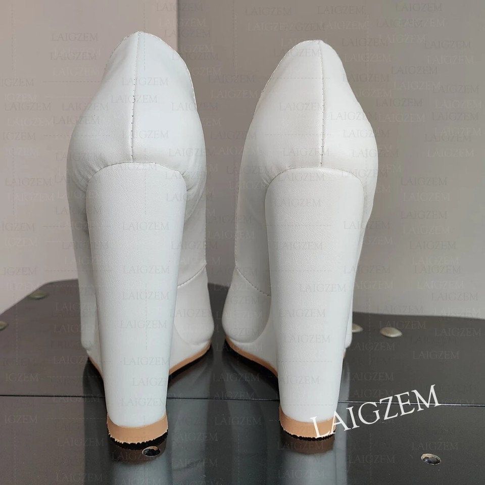 Women Pumps Peep Toe Wedges Steep High Heels Sandals Slip On Ladies ...