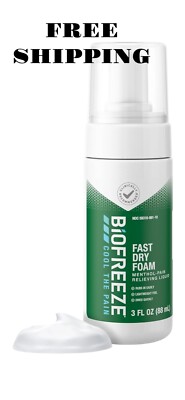 NEW BIOFREEZE FAST DRY FOAM Menthol Pain Relieving Liquid 3oz88mL Free ...