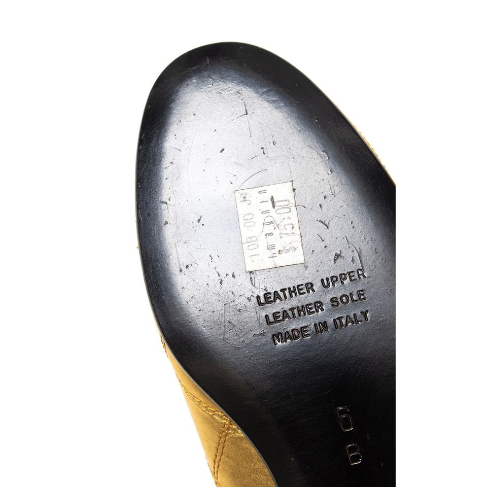 Vintage 1980s 80s Ballet Flats Metallic Gold Leather NWT Quilted Shoes ...