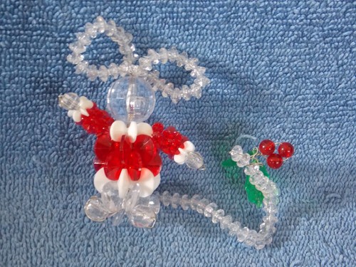 Vintage Handmade Beaded Christmas Mouse With Long Tail Ornament | eBay