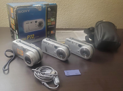 3 Sony Cyber-shot DSC-P52/72 3.2MP Digital Cameras + accessories Please ...