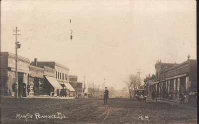 ROANOKE Illinois IL MAIN STREET scene 1912 M-L real photo postcard RPPC ...