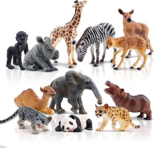 toymany 12PCS Forest Animals Baby Figurines, Realistic Woodland Animals ...