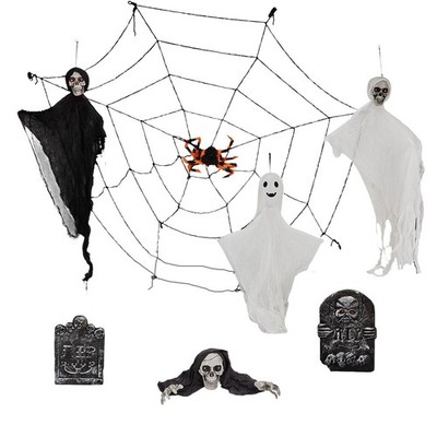 8-Piece Halloween Decoration Set with Swinging Ghosts, Crawling ...