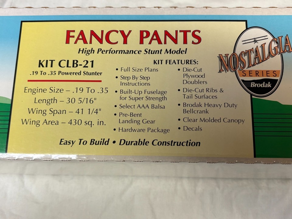 Brodak Fancy Pants control line model airplane kit - New in the box | eBay