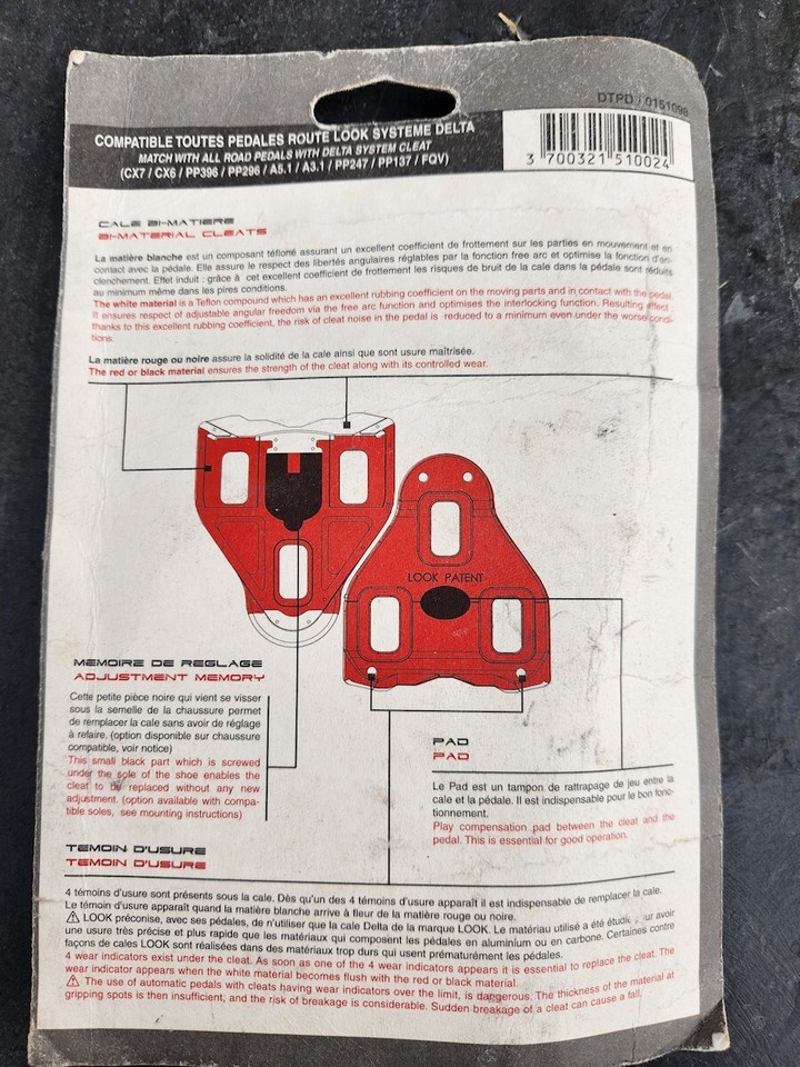 LOOK DELTA Cleats, New old Stock 9 Degree Float, Red | eBay