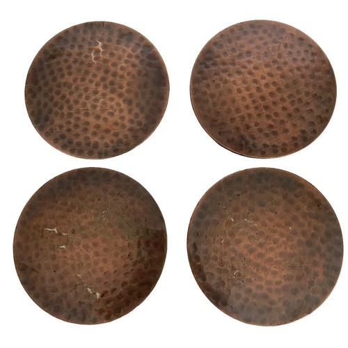 Set of 4 Round 4” Hammered Copper Drink Coasters | eBay