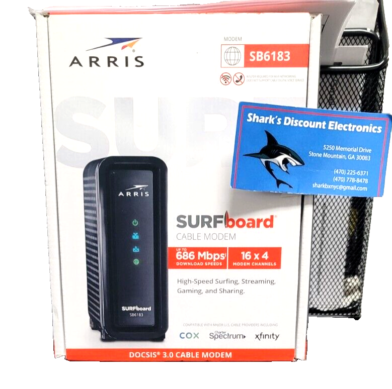 ARRIS SURFboard 16x4 DOCSIS 3.0 Cable Modem SB6183 Black NEW FREE/FAST ...