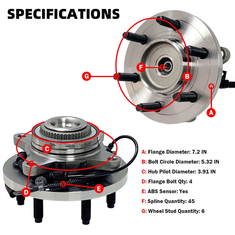 4WD Front MOOG Wheel Bearing Hub 515142 For Ford F-150 Expedition Wheel ...
