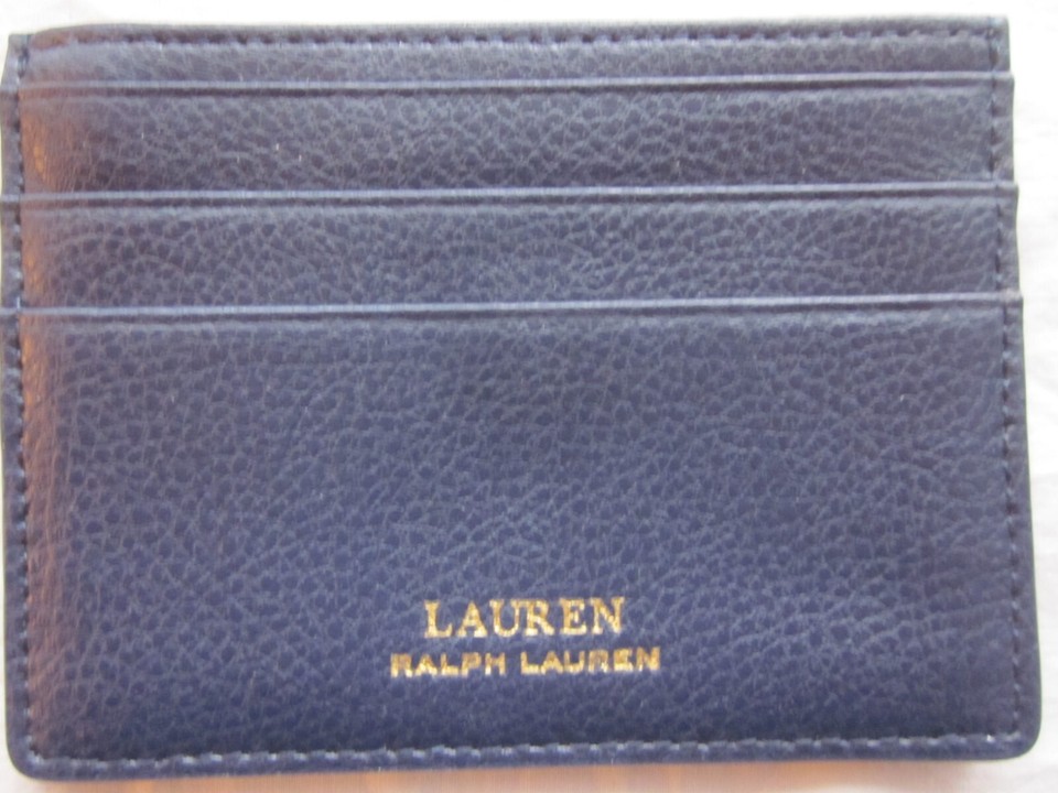 Ralph Lauren Leather Wallet Women 2 in 1 Navy Blue Embossed RLL NEW ...