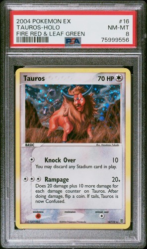 2004 Pokemon EX Fire Red Leaf Green Tauros holo 16/112 PSA 8 NM-M ...