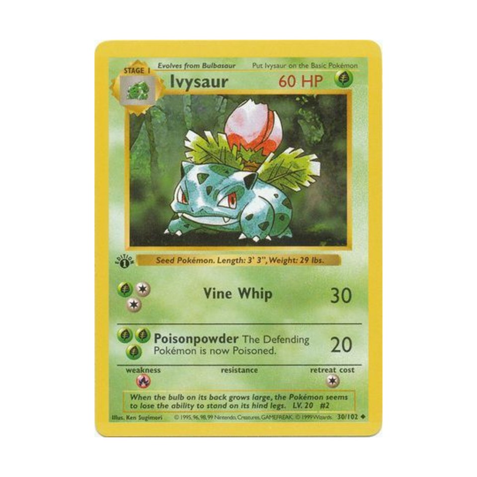 Pokemon Pokemon Base Set (Shadowless) Ivysaur (U) #30 (1st Ed) EX | eBay
