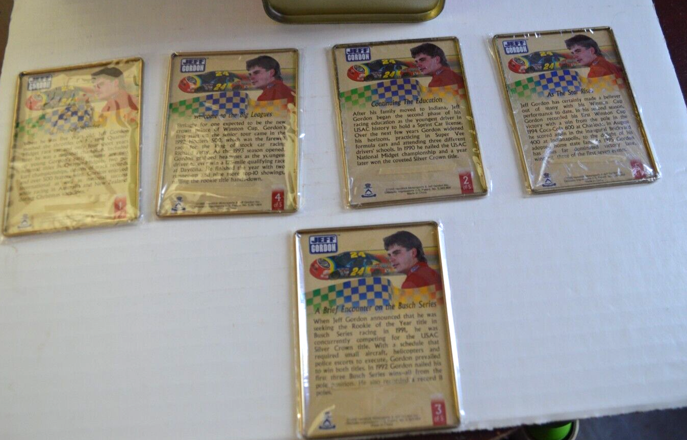 Jeff Gordon Metallic Impressions 5 Embossed Metal Collector Cards in ...