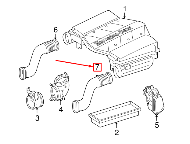 OEM Mercedes-Benz Ml W164 Left Air Intake Duct Hose A1645051361 Genuine ...