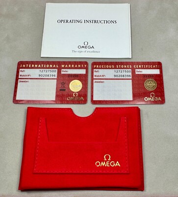 Omega Watch International Warranty Card, Stones Certificate, Pouch ...