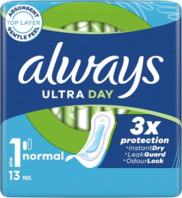 Always Ultra Day Sanitary Towels Normal (Size 1) 13 Pads | eBay UK