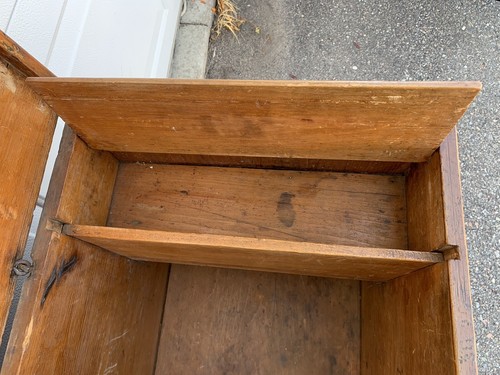 Primitive 18th Century Blanket Board Chest Forged Snipe Hinges Cut Out ...